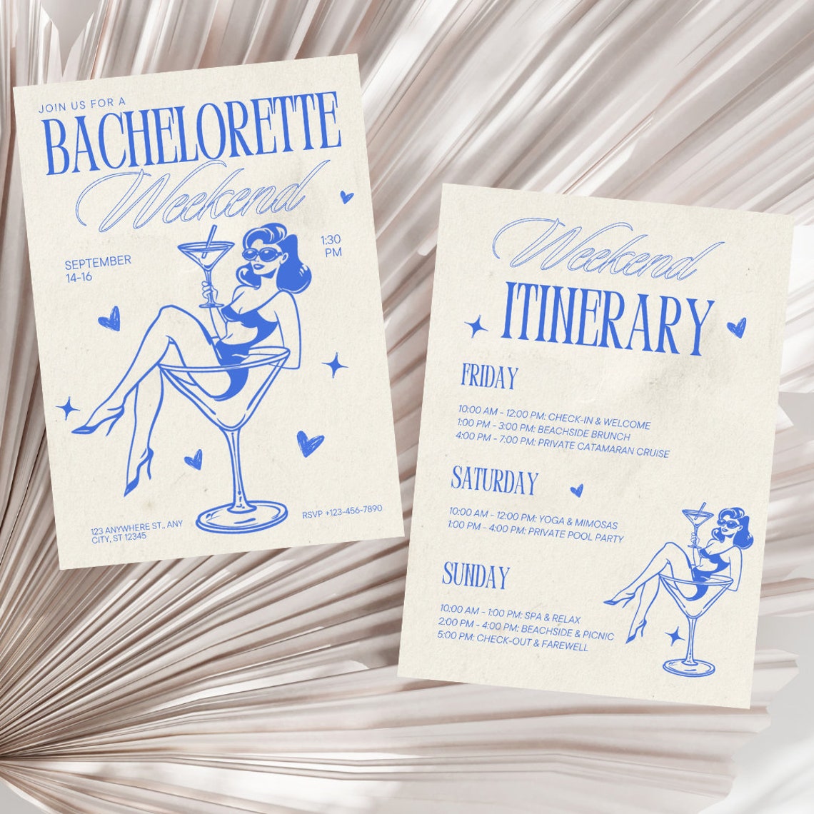Retro Bachelorette Invitation and Itinerary Template, Bachelorette ...