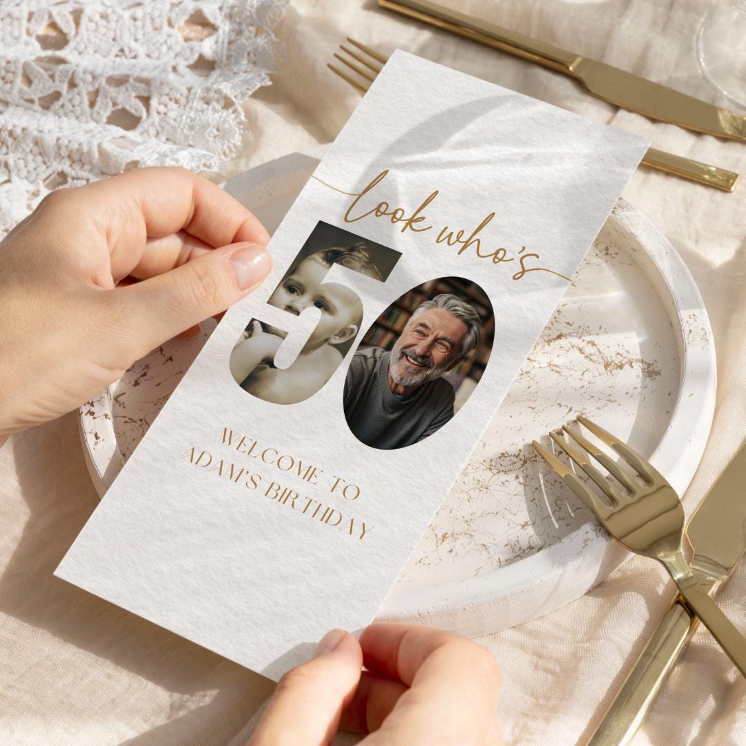 Editable 50th Birthday Menu Card Template, Look Who's 50 Birthday Menu ...