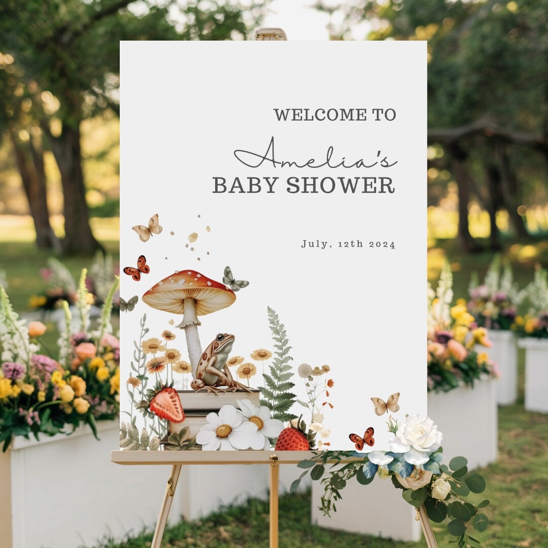 Welcome to Baby Shower Signs Mushroom, Mushroom Baby Shower Welcome ...