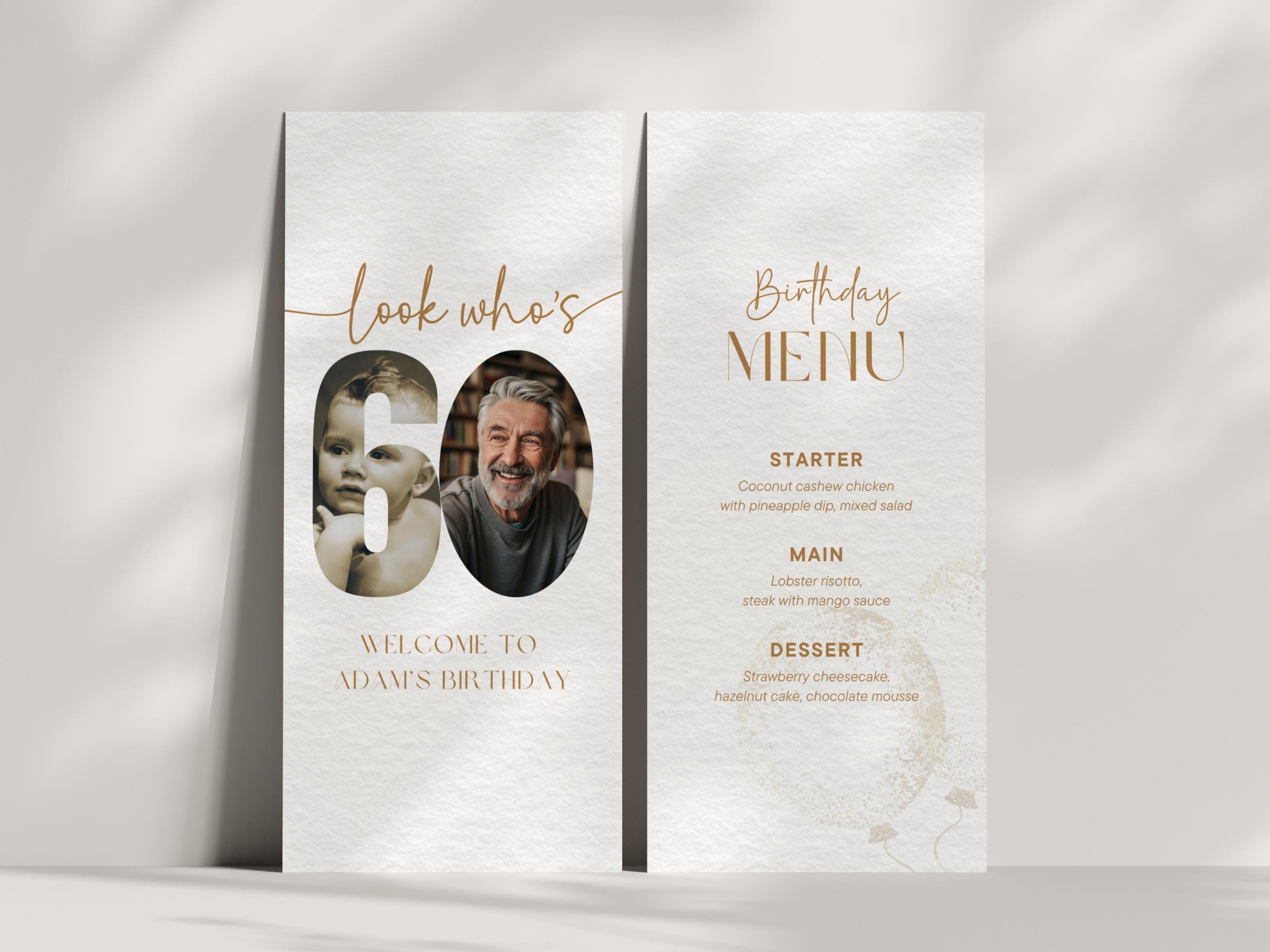 Editable 60th Birthday Menu Card Template, Look Who's 60 Birthday Menu ...