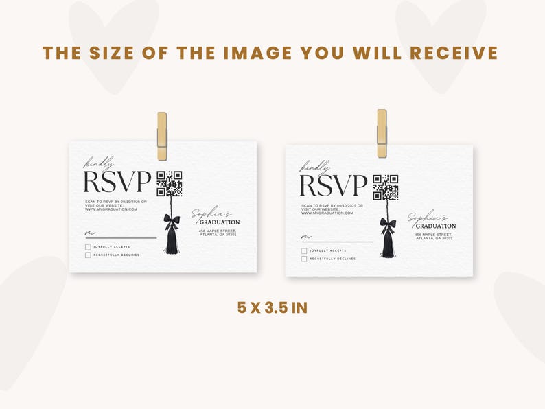 Graduation RSVP Card Template | Black Bow Rsvp Qr Code Card | Response ...