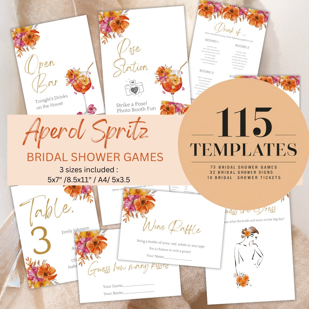 Aperol Spritz Bridal Shower Games, Love at First Spritz Bridal Shower ...