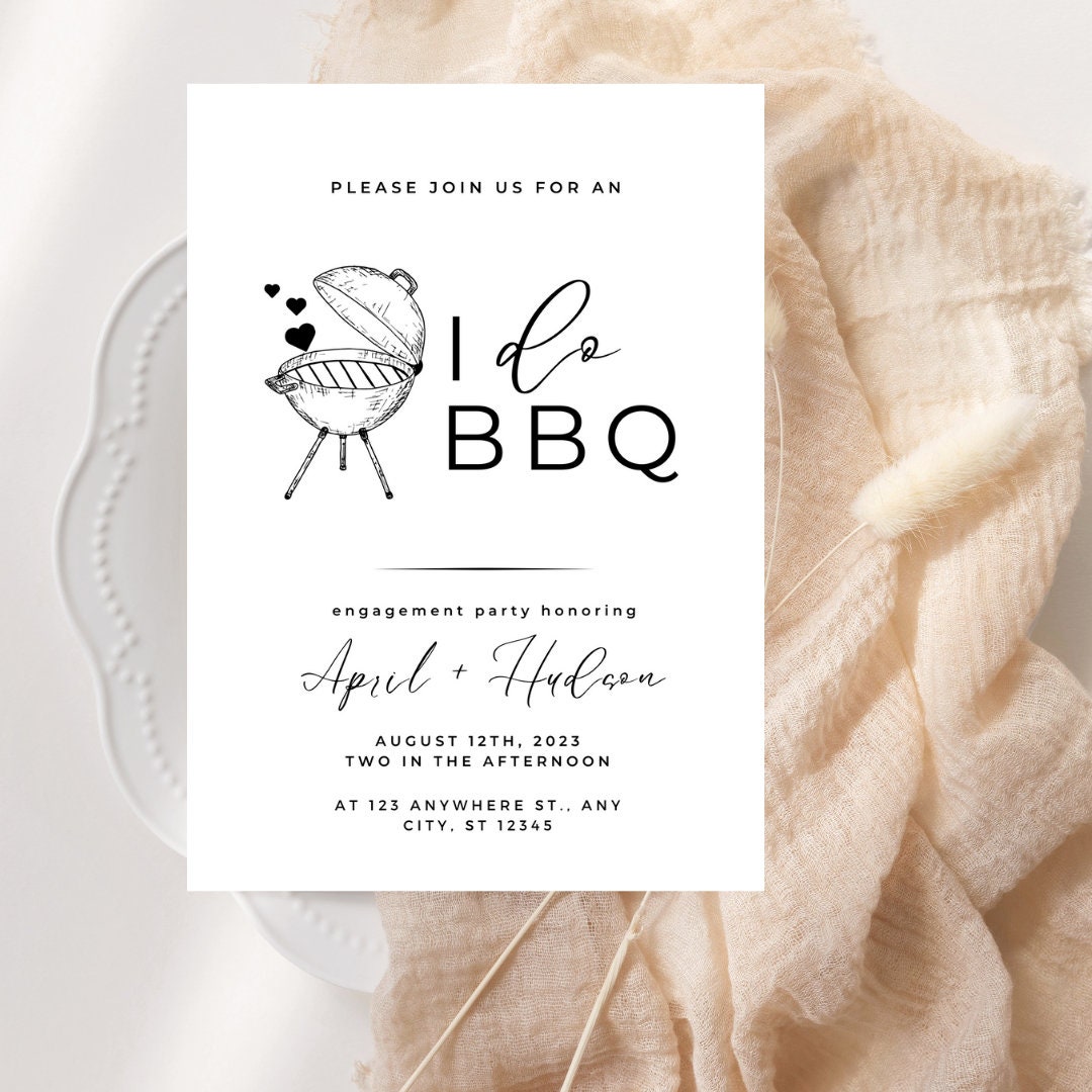 I Do BBQ Invitation, I Do Bbq Engagement, Hand Drawn Engagement Party ...