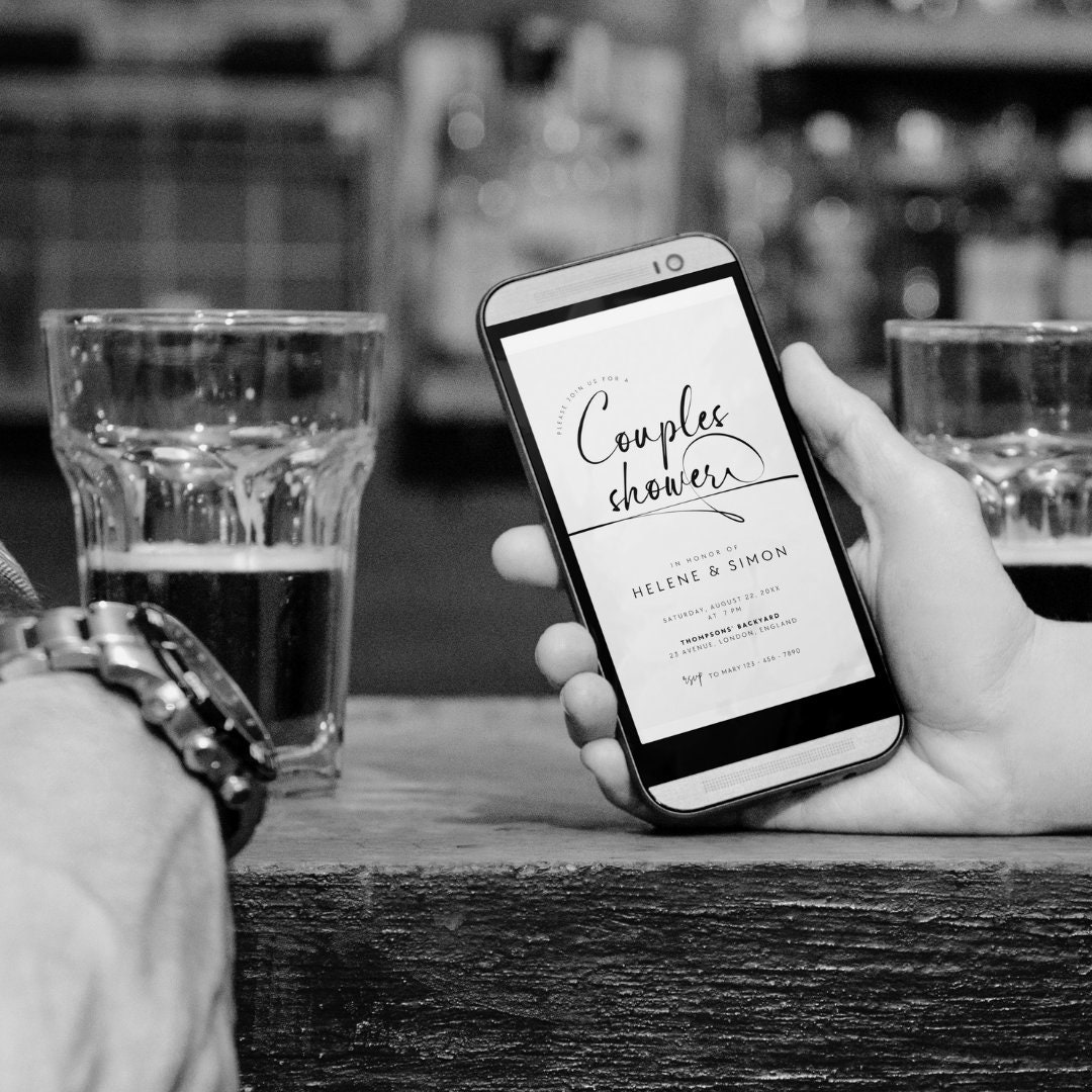 Couples Shower Invitation Template, Minimalist Couple Shower Invite ...