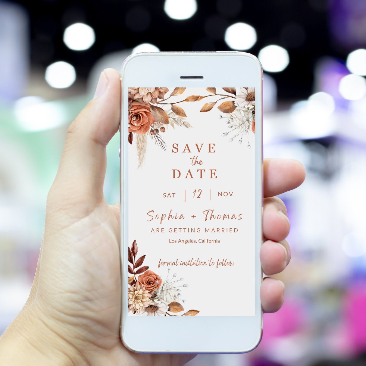 Editable Save the Date Evite Electronic Wedding Invitation Template ...