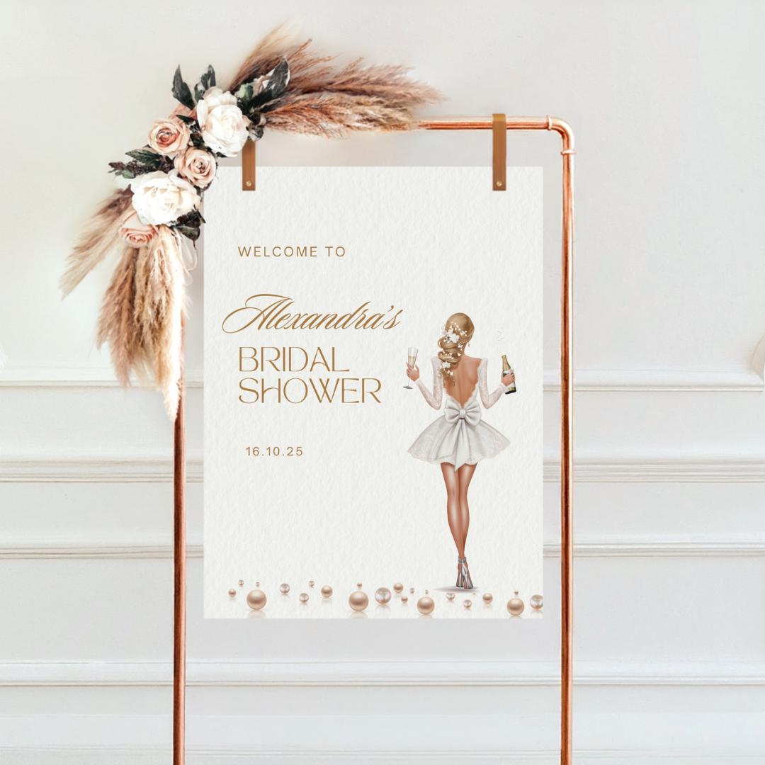 Pearls and Prosecco Welcome Sign Template | Editable Bridal Shower ...