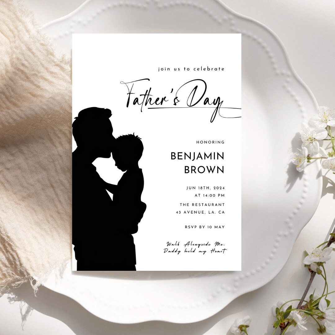 Editable Modern Father's Day Brunch Invitation, Walk Alongside Me Daddy ...