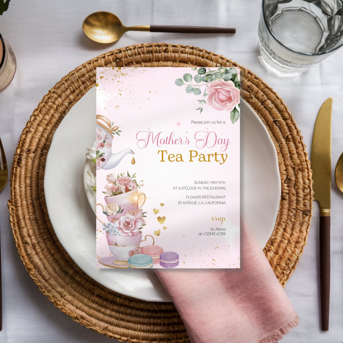Editable Mothers Day Tea Party Invitation, Tea Party Mother's Day ...