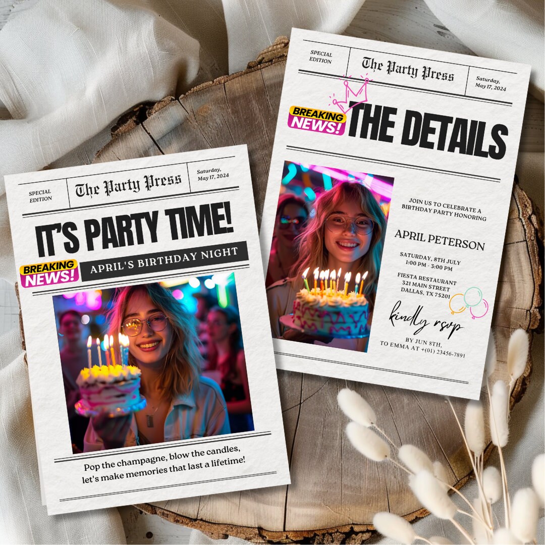 Editable Birthday Newspaper Template, Canva Birthday Newspaper Template ...