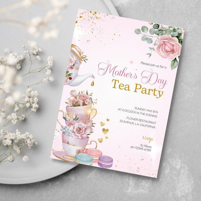 Editable Mothers Day Tea Party Invitation, Tea Party Mother's Day ...