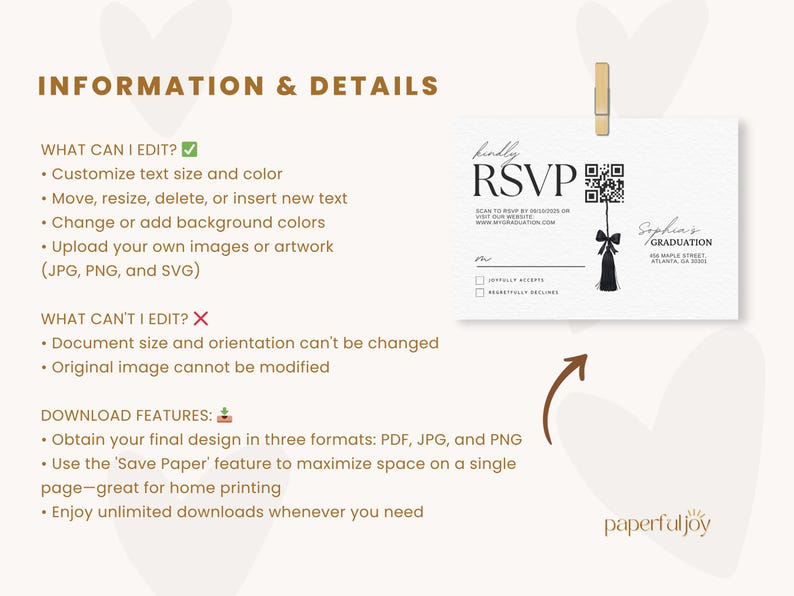 Graduation RSVP Card Template | Black Bow Rsvp Qr Code Card | Response ...