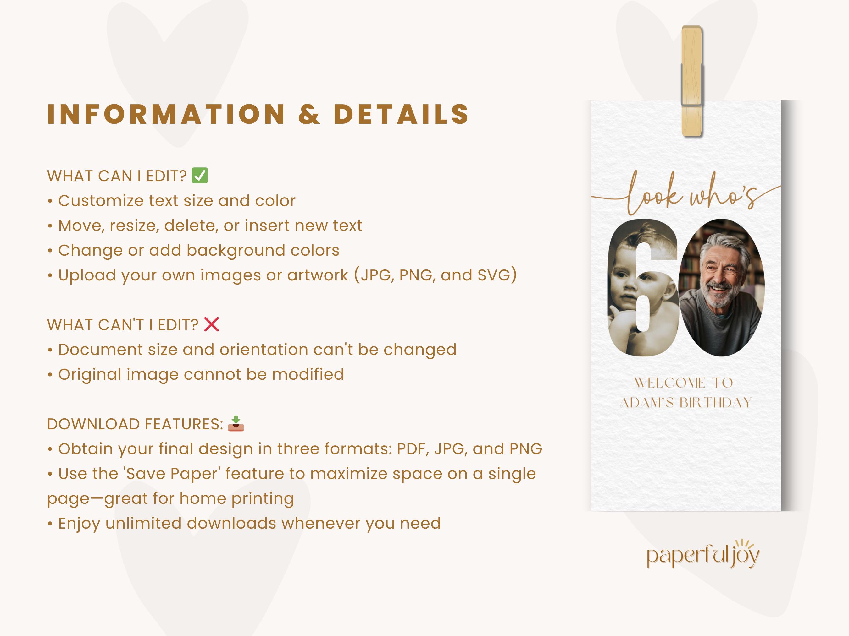 Editable 60th Birthday Menu Card Template, Look Who's 60 Birthday Menu ...