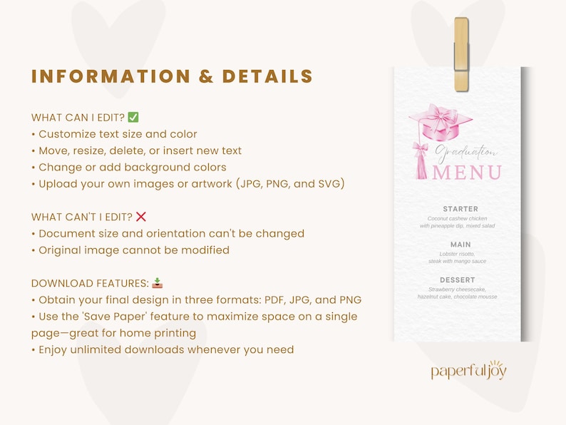 Graduation Dinner Menu Card | Pink Bow Coquette Menu | Editable ...