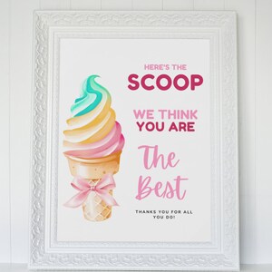 Here's the Scoop You're Awesome Sign, Ice Cream Sign Teacher and Staff ...
