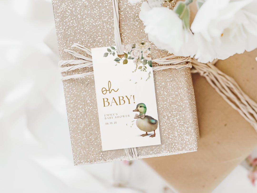 Mallard Duck Baby Shower Tag | Editable Favor Tags for Baby Shower ...