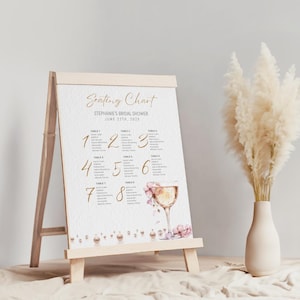 Pearls and Prosecco Seating Chart Template | Editable Bridal Shower ...