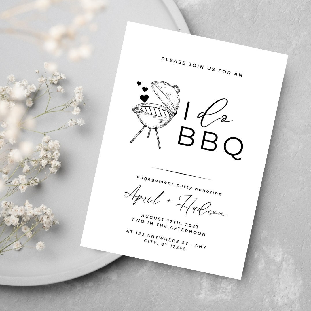 I Do BBQ Invitation, I Do Bbq Engagement, Hand Drawn Engagement Party ...