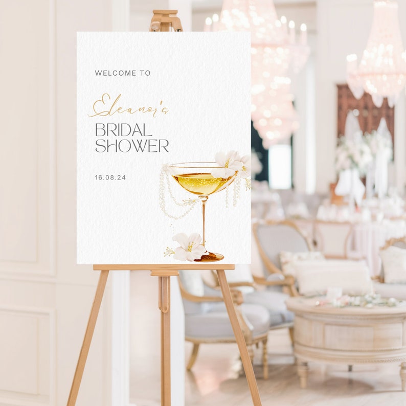 Pearls and Prosecco Welcome Sign, Bridal Shower Welcome Sign Pearls and ...