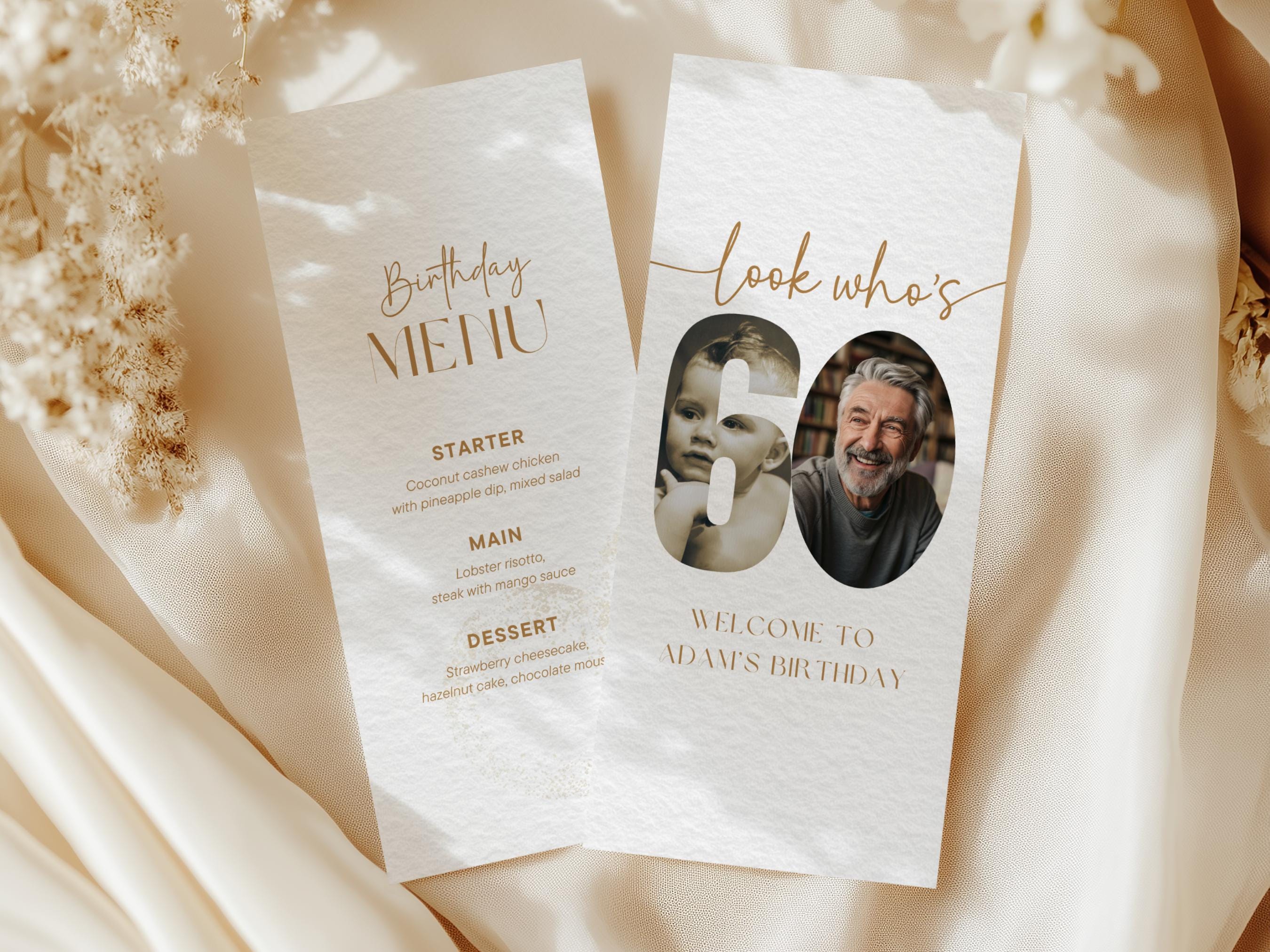 Editable 60th Birthday Menu Card Template, Look Who's 60 Birthday Menu ...