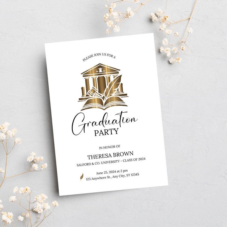Editable Law School Graduation Party Invitation, Law School Grad Party ...
