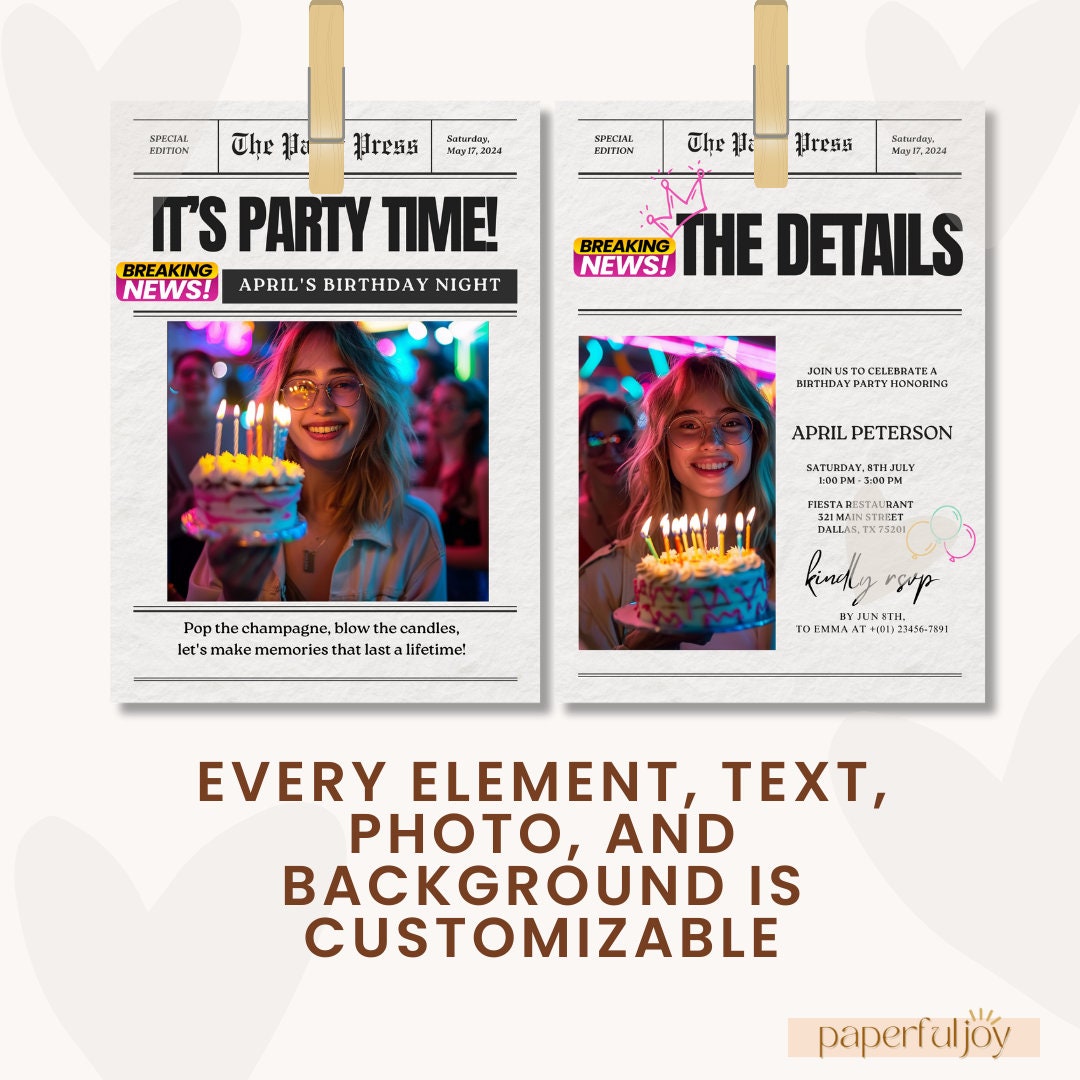 Editable Birthday Newspaper Template, Canva Birthday Newspaper Template ...