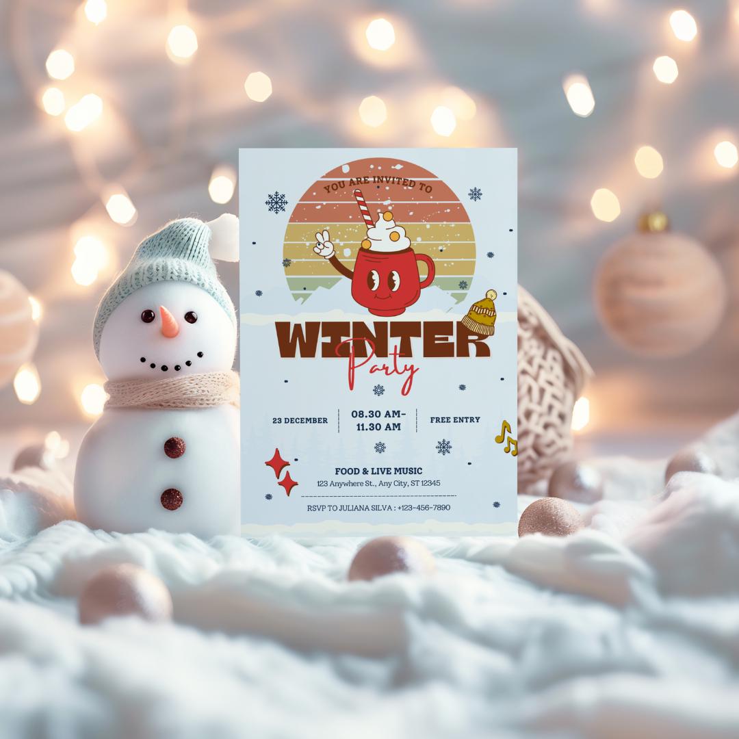 Editable Winter Pool Party Birthday Invitation, Pool Party Invitation ...