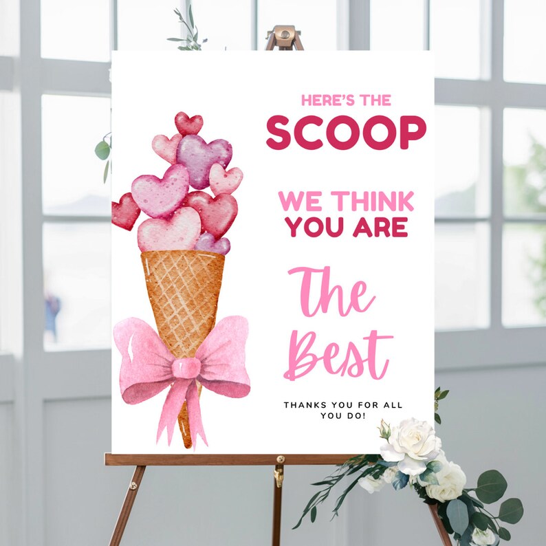 Here's the Scoop You're Awesome Sign Poster, Ice Cream Teacher and ...