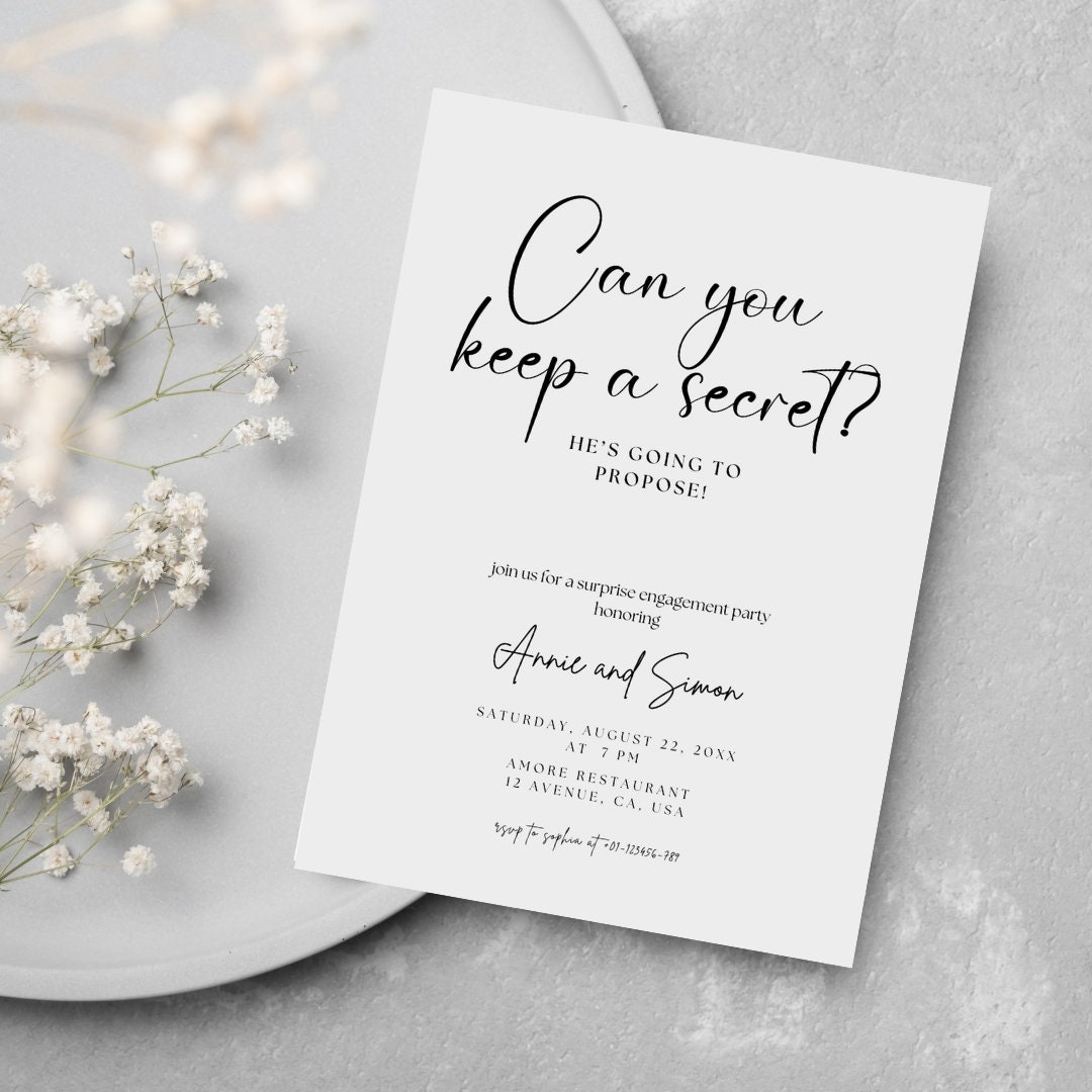 Digital Engagement Party Invitation Template, Surprise Engagement Party ...