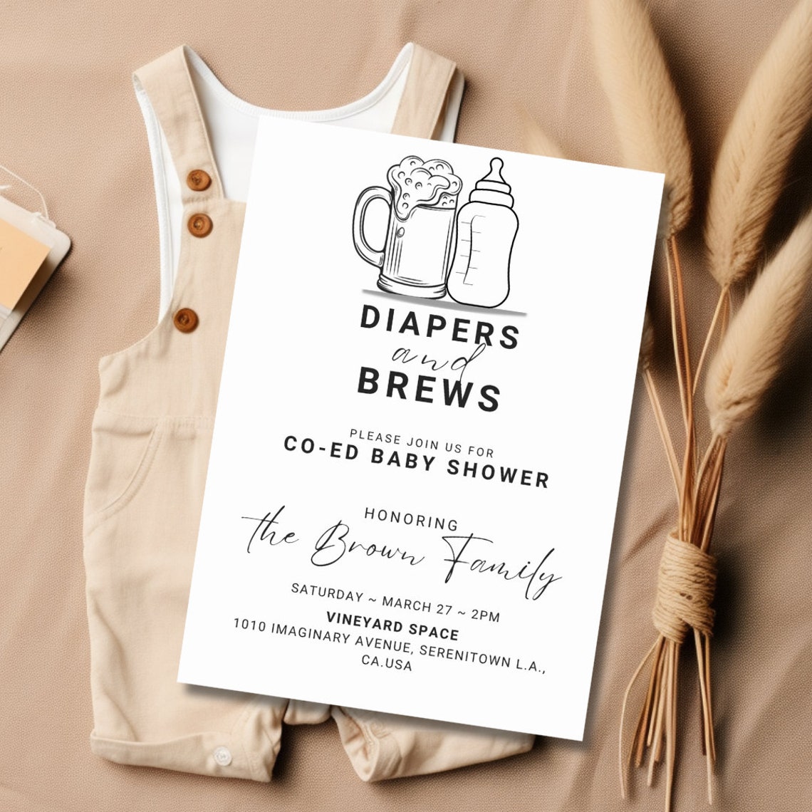 Editable A Baby is Brewing Coed Baby Shower Invitation A - Etsy