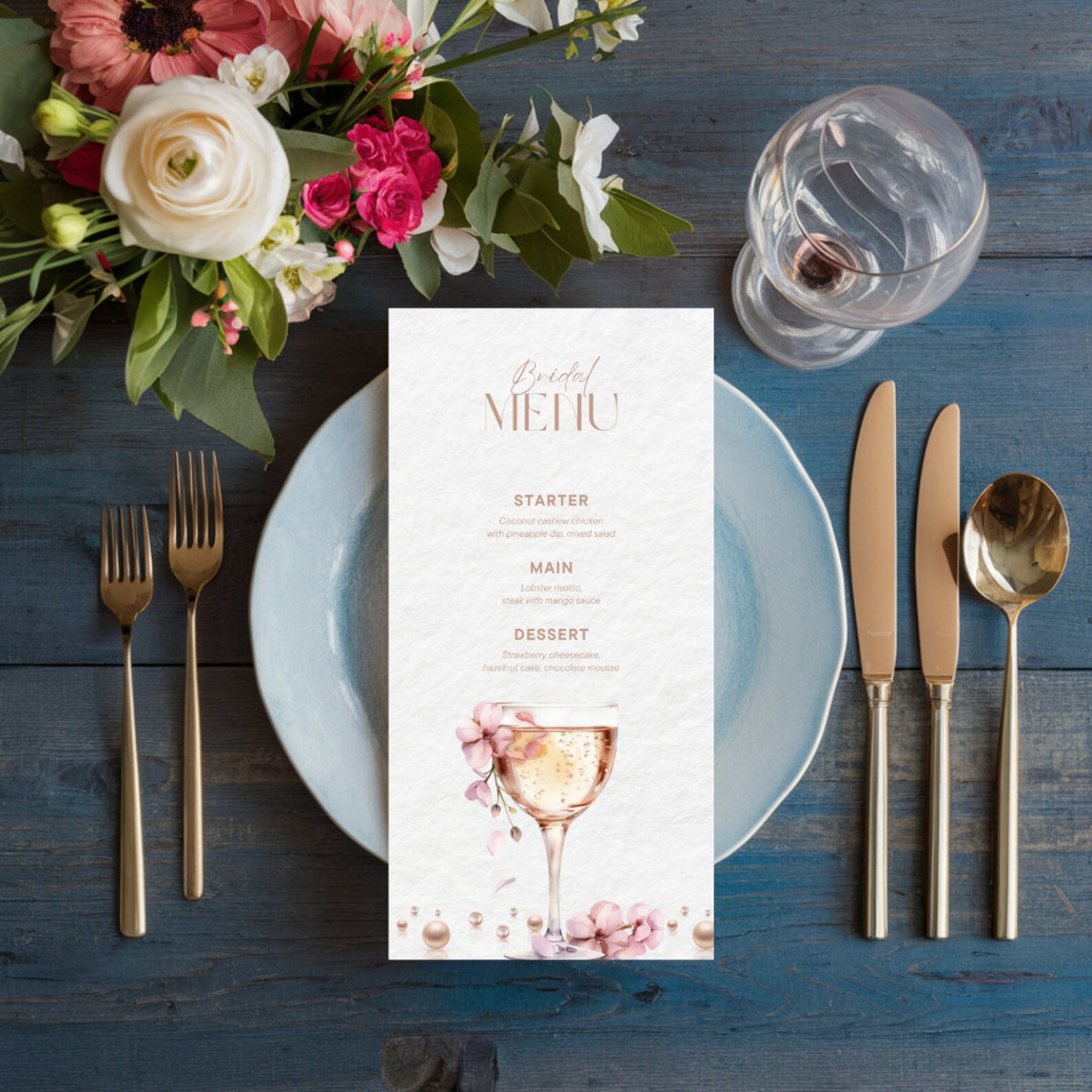 Bridal Shower Menu Template, Pearls and Prosecco Bridal Shower Menu ...