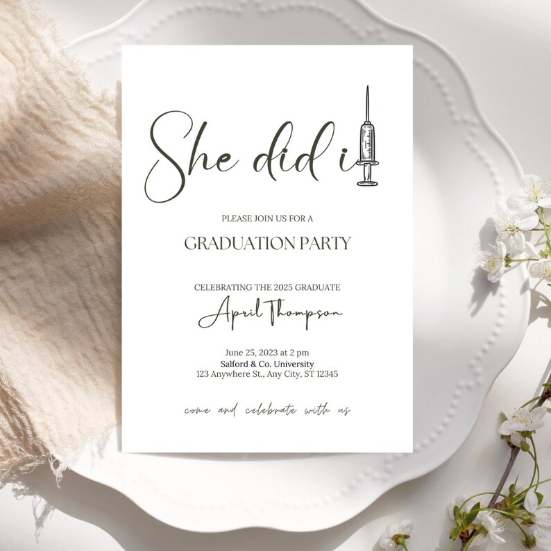 Digital Nurse Graduation Invitation, Nursing School Graduation Party ...