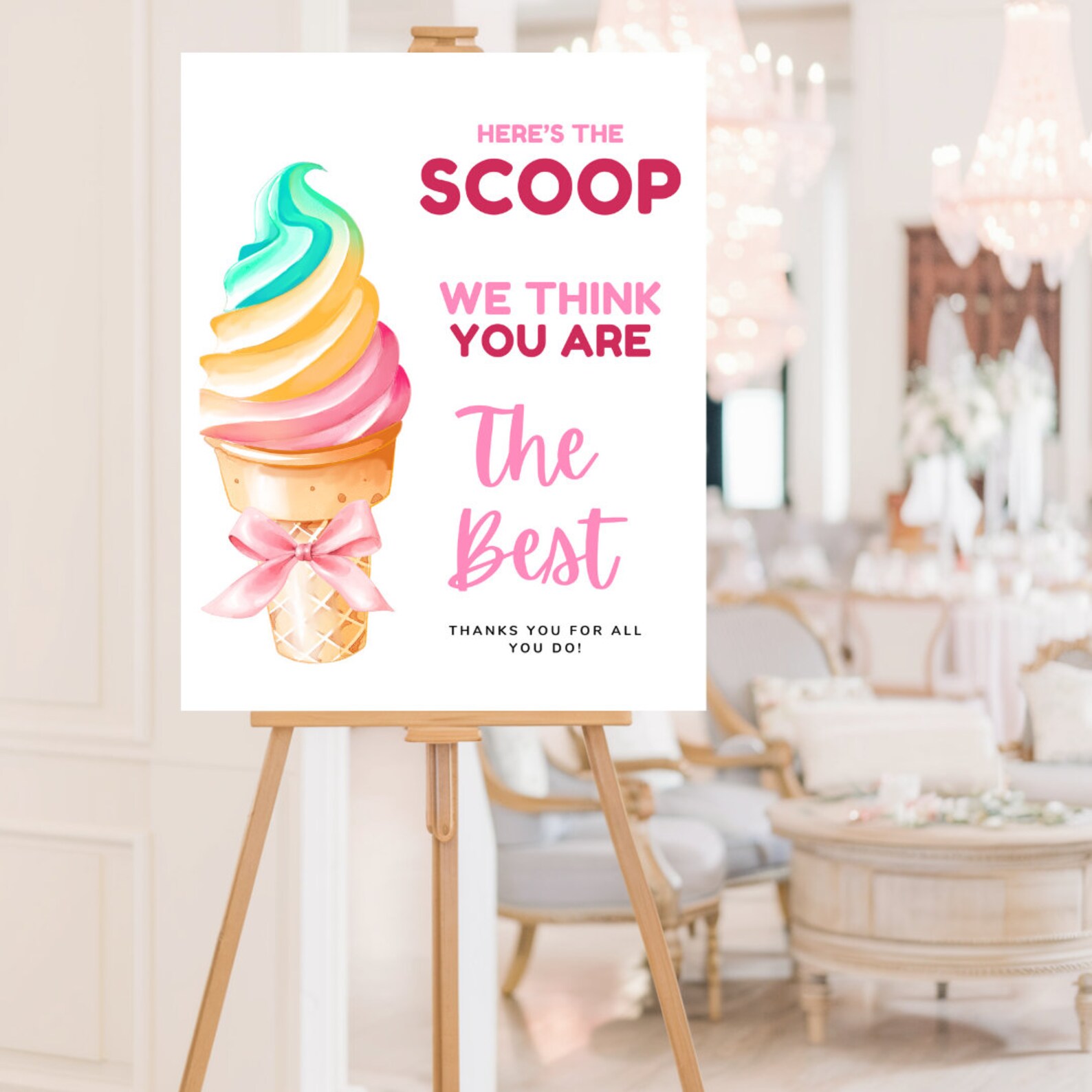 Here's the Scoop You're Awesome Sign, Ice Cream Sign Teacher and Staff ...