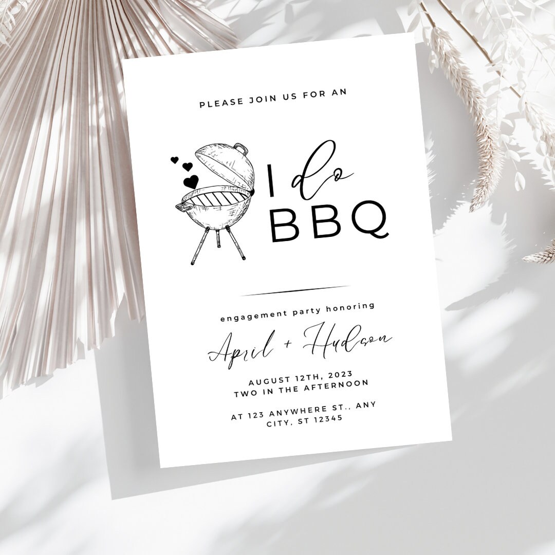 I Do BBQ Invitation, I Do Bbq Engagement, Hand Drawn Engagement Party Invite, Bbq Couples Shower ...