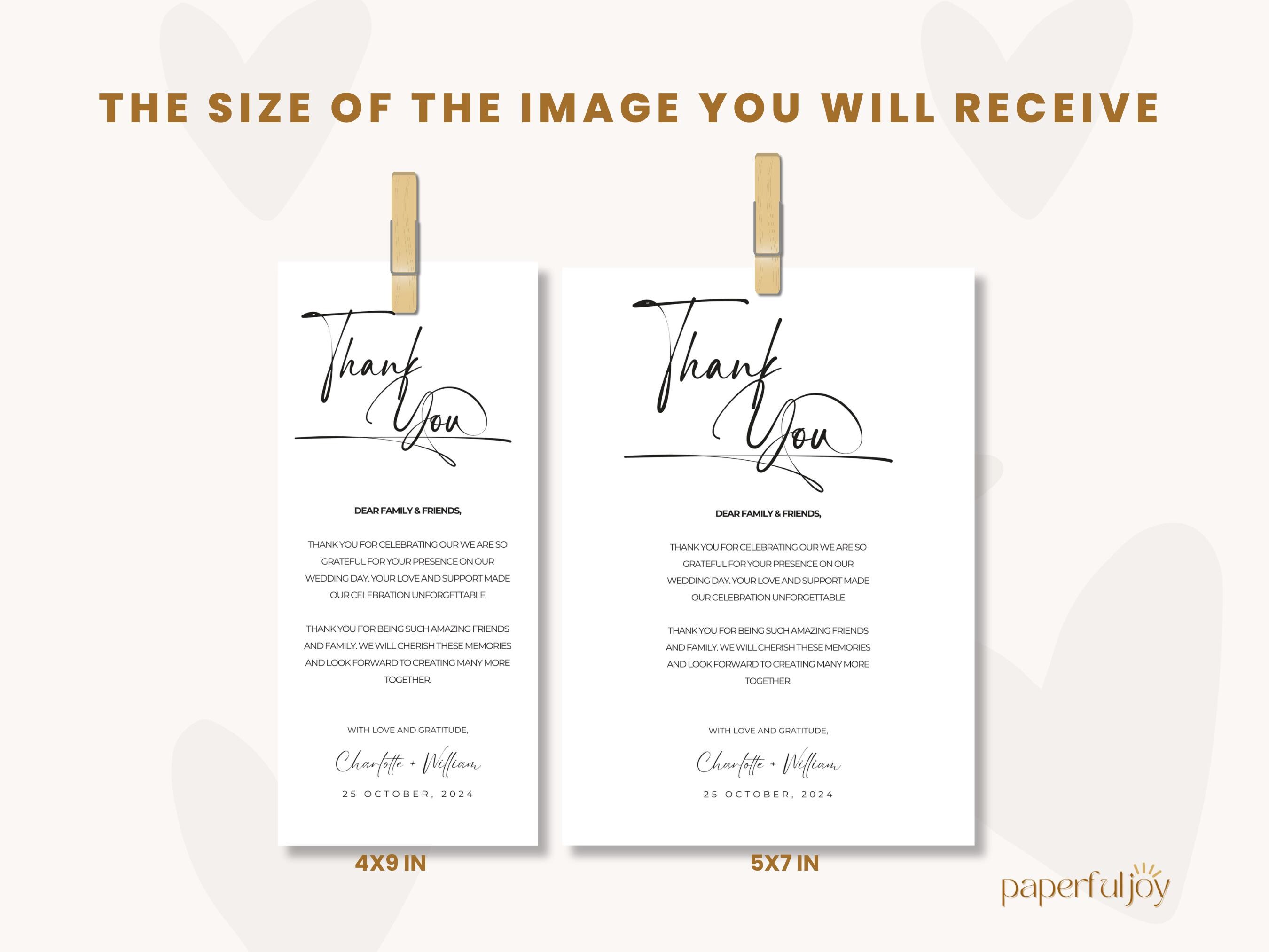 Editable Wedding Table Thank You Card Template, Minimal Wedding Table ...