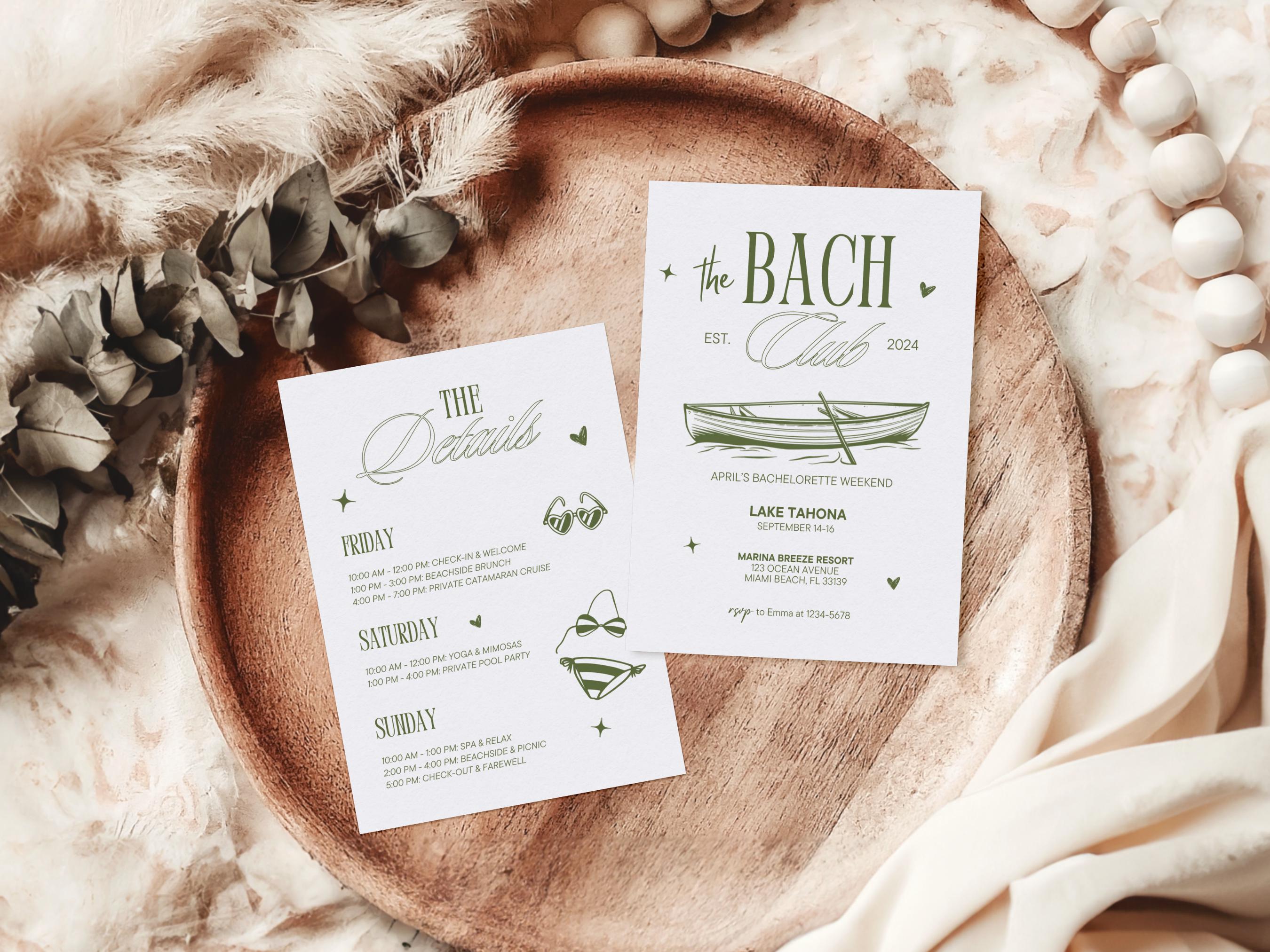 Editable Social Club Bachelorette Party Invitation and Itinerary, the ...