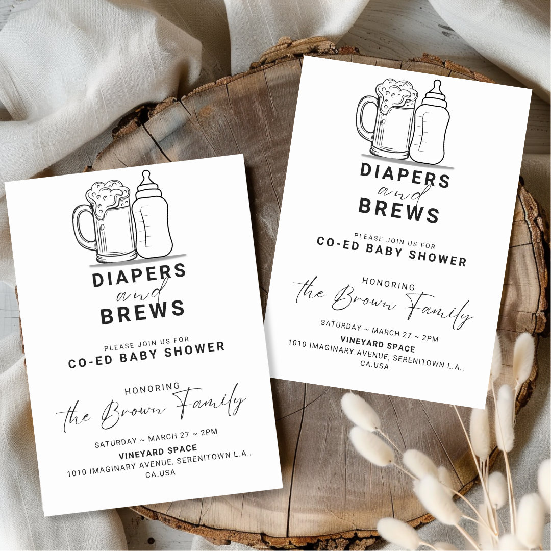 Editable Coed Baby Shower Invitations Printable, Huggies and Chuggies ...