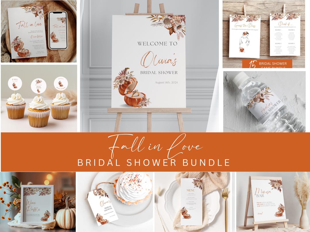 Editable Fall in Love Bridal Shower Invite Bundle, Fall Bridal Shower ...