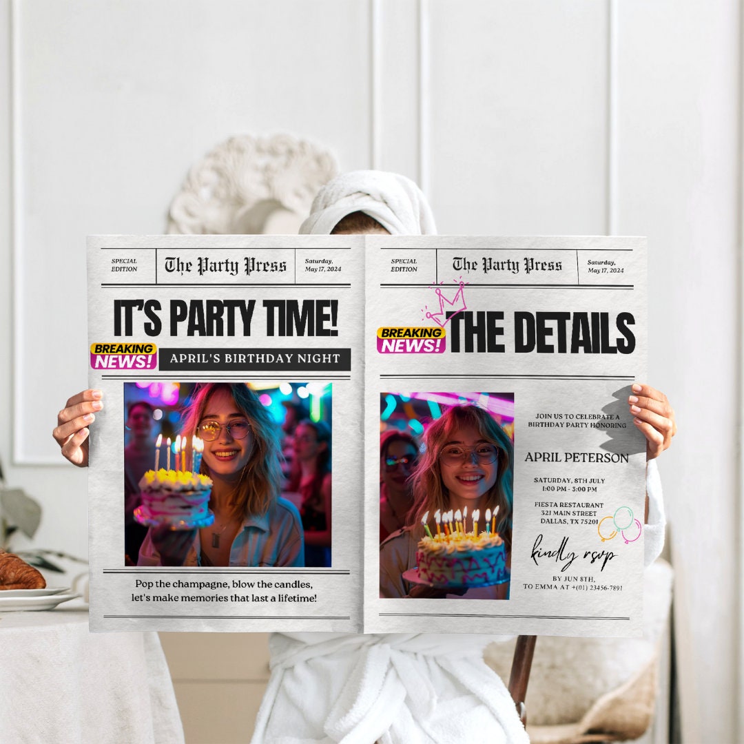 Editable Birthday Newspaper Template, Canva Editable Birthday Newspaper ...