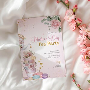 Editable Mothers Day Tea Party Invitation, Tea Party Mother's Day ...