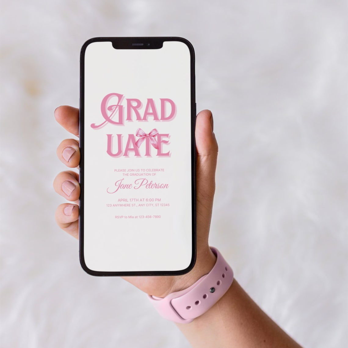 Pink Bow Graduation Invitation, Coquette Bow Pink Graduation Invitation ...