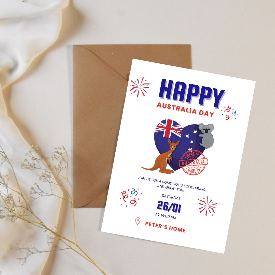 Digital Australia Day BBQ Invitation, Editable Aussie Day Invitation ...