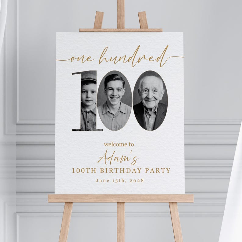 100th Birthday Welcome Sign, One Hundred Photo Poster, Look Who’s 100 ...