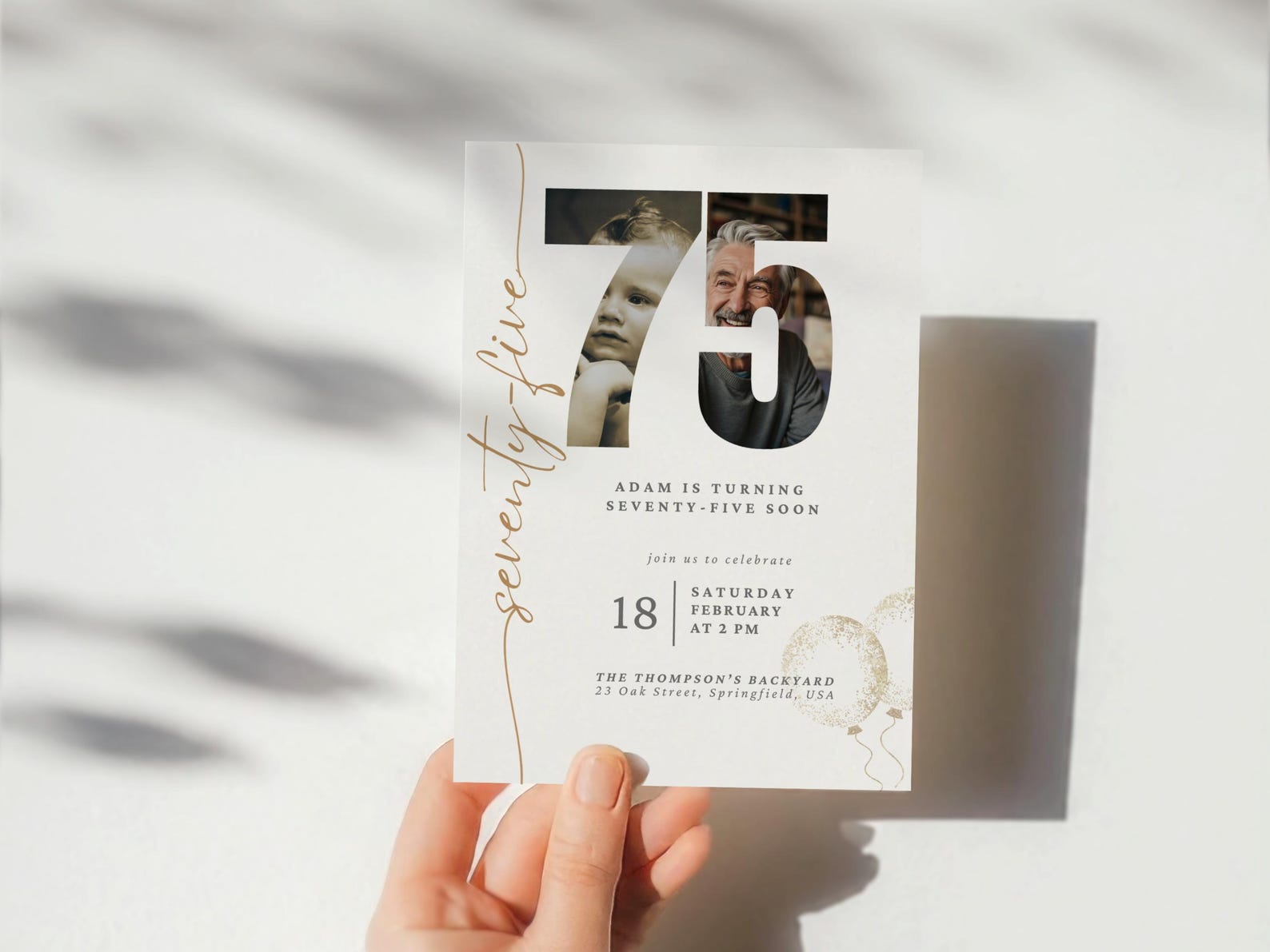 Editable 75th Birthday Invitation With Photo, Look Who's 75, Modern ...
