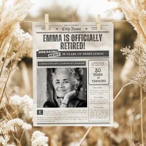 Retirement Newspaper Card Template Editable Gift for Teacher Retirement ...
