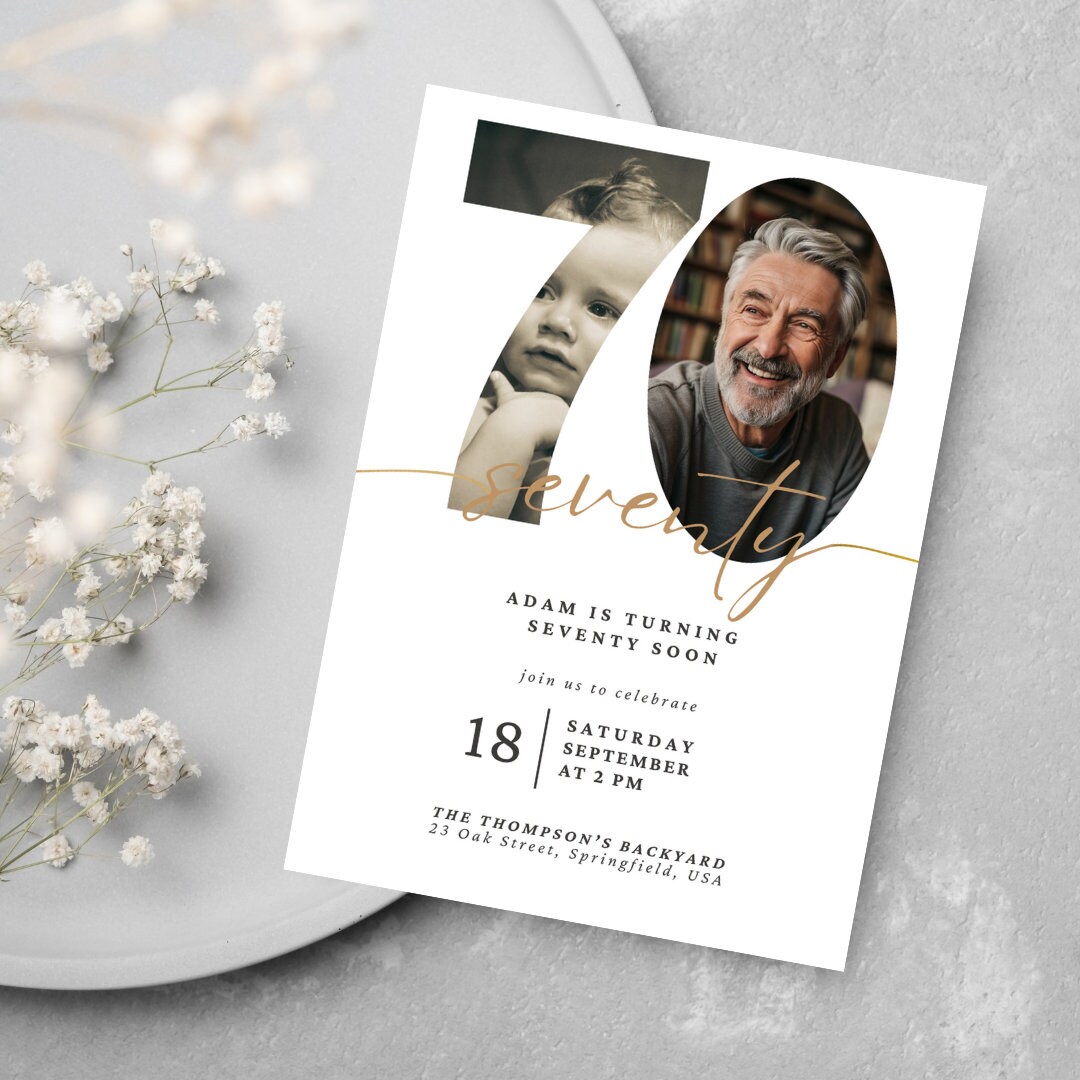 Editable 70th Birthday Invitation With Photo, Look Whos 70 Birthday ...
