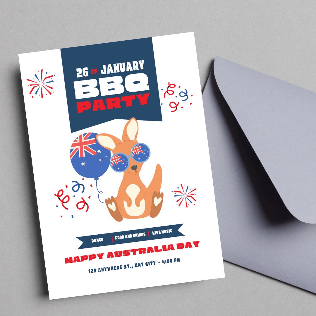 Digital Australia Day BBQ Invitation, Australia Day Evite, Australia ...