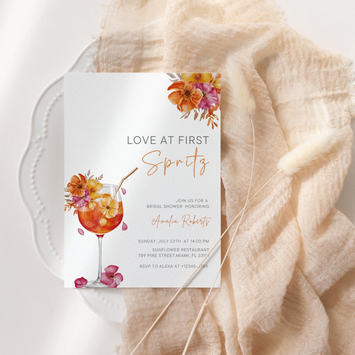 Aperol Spritz Bridal Shower Invitation, Love at First Spritz Bridal ...