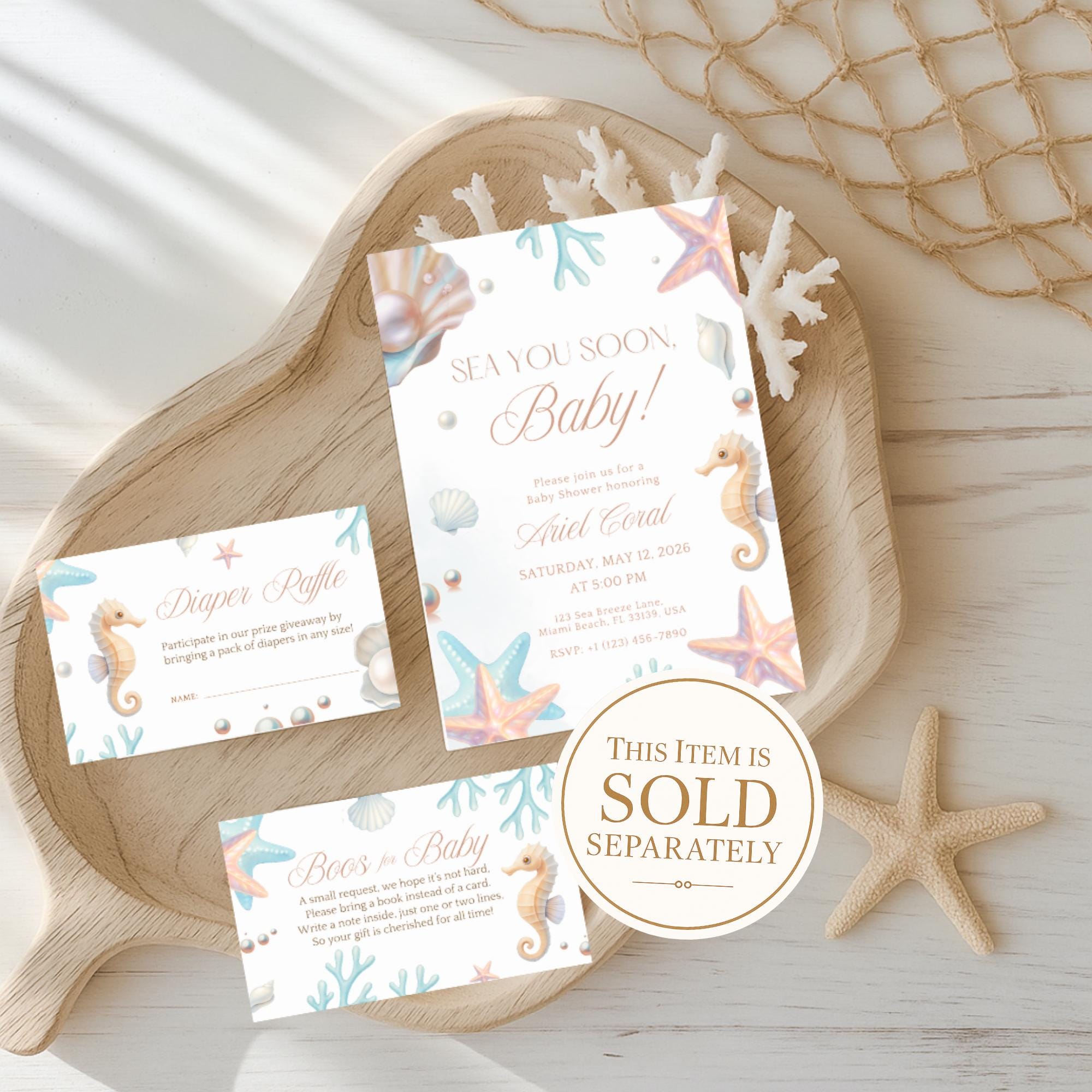 Sea You Soon Baby Shower Sign Bundle, Editable Ocean Animals Table ...