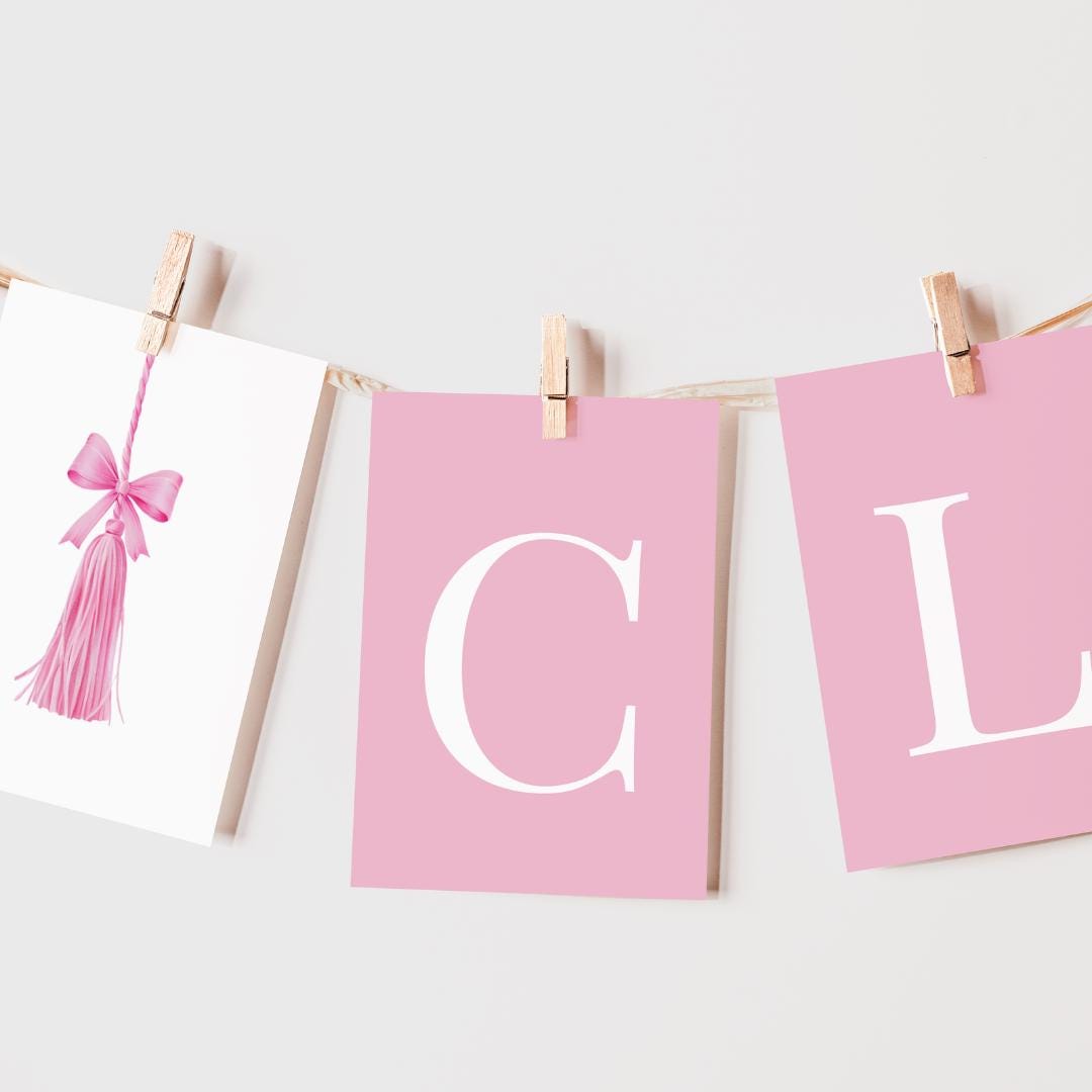 Editable Coquette Graduation Banner | Pink Bow Grad Sign | Custom Grad ...