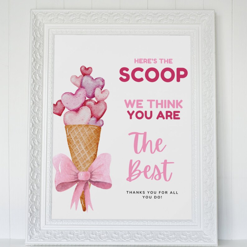 Here's the Scoop You're Awesome Sign Poster, Ice Cream Teacher and ...